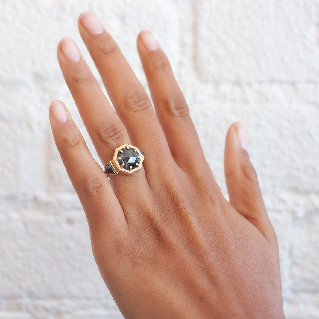 Three Diamond Cleopatra Ring