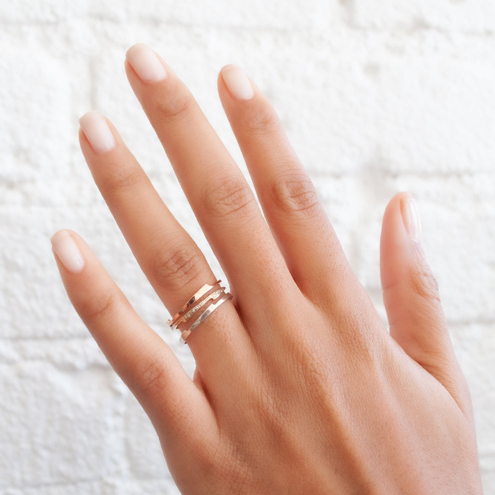Plain Rose Gold Razor Stack Ring – ESQUELETO